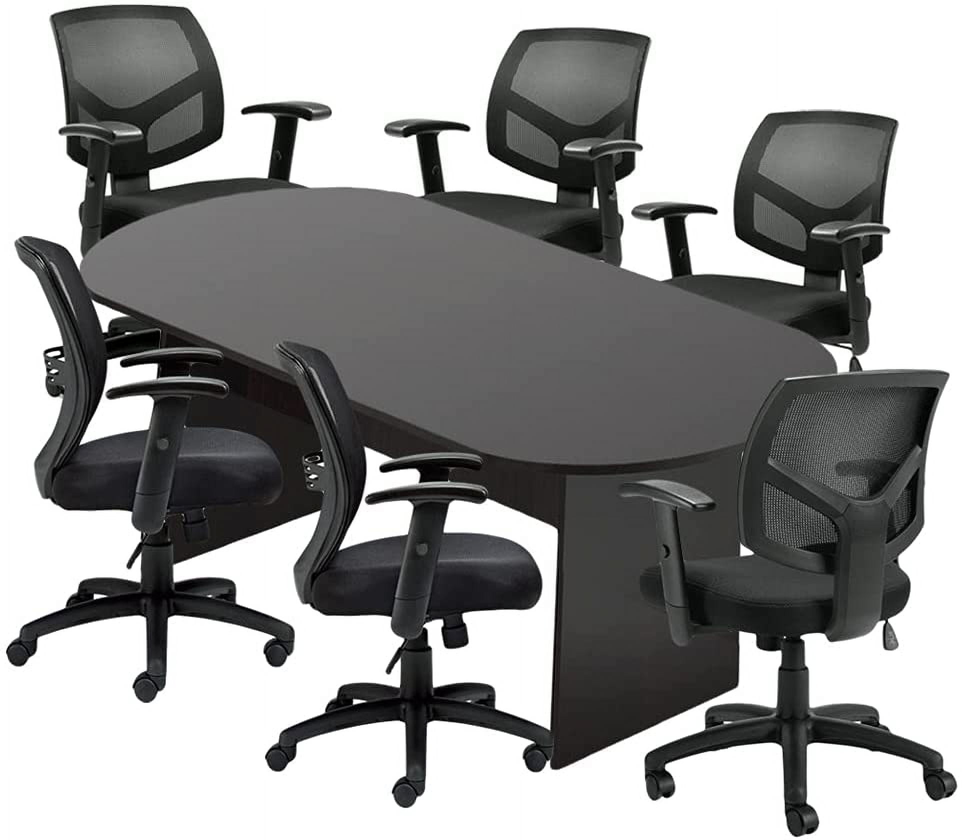 GOF 8 ft. Espresso Conference Table with 6 Mesh Back Tilter Task Chairs ...
