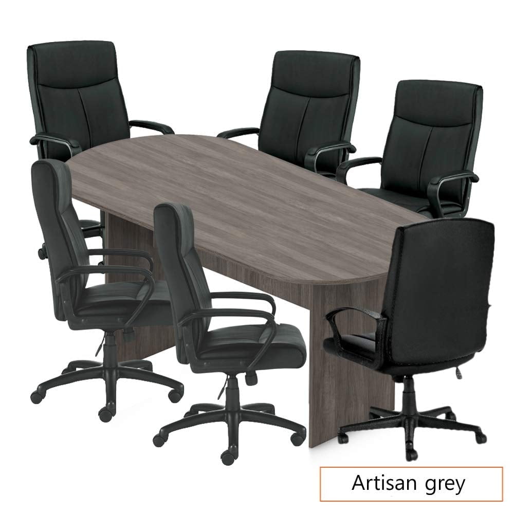 GOF 8 Ft. Artisan Gray Conference Table with 6 Ergonomic Executive ...