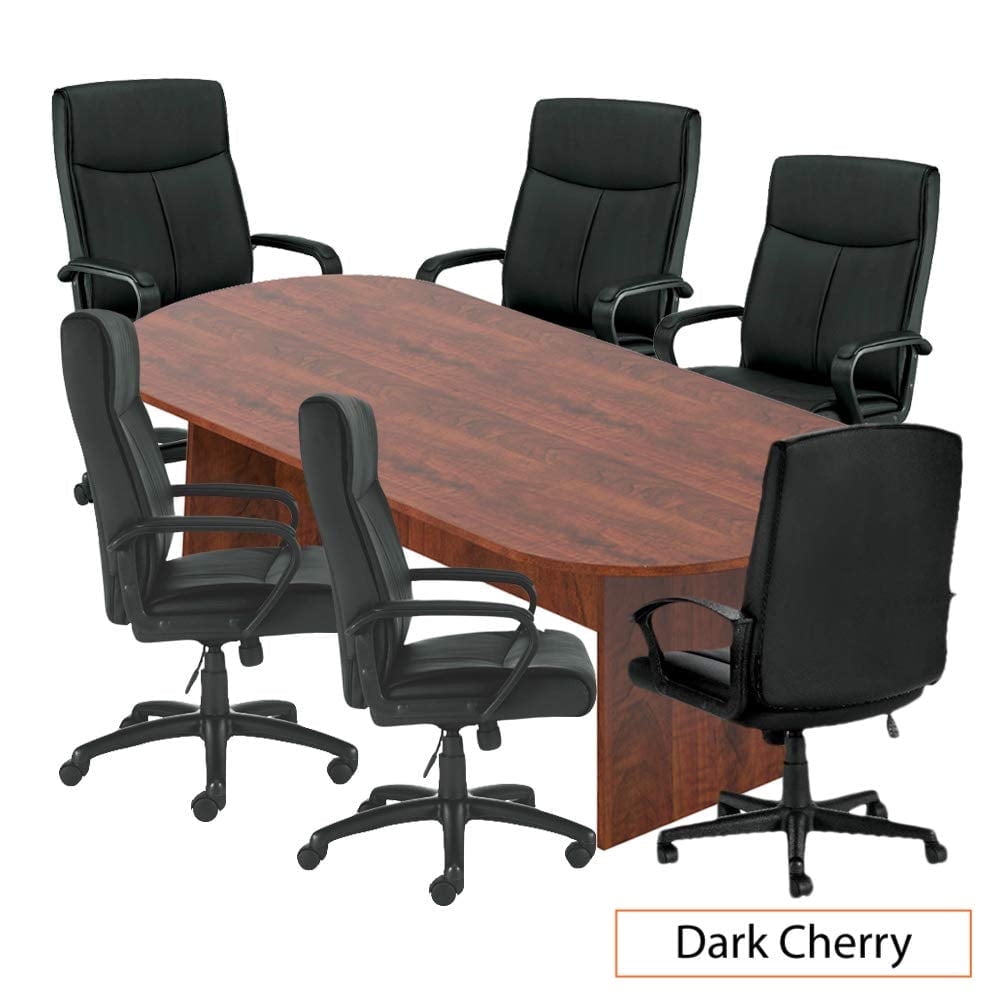 GOF 8 Ft. Dark Cherry Conference Table with 6 Ergonomic Executive ...