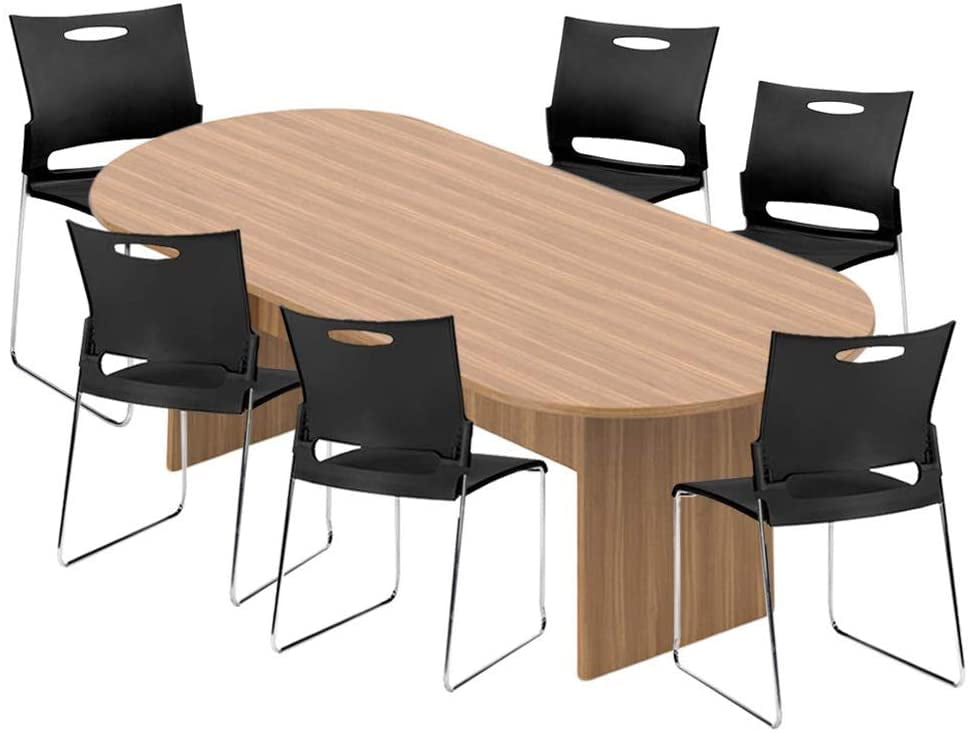 GOF 8FT Conference Table Set with Chairs (G11310B) - Walnut - Walmart.com