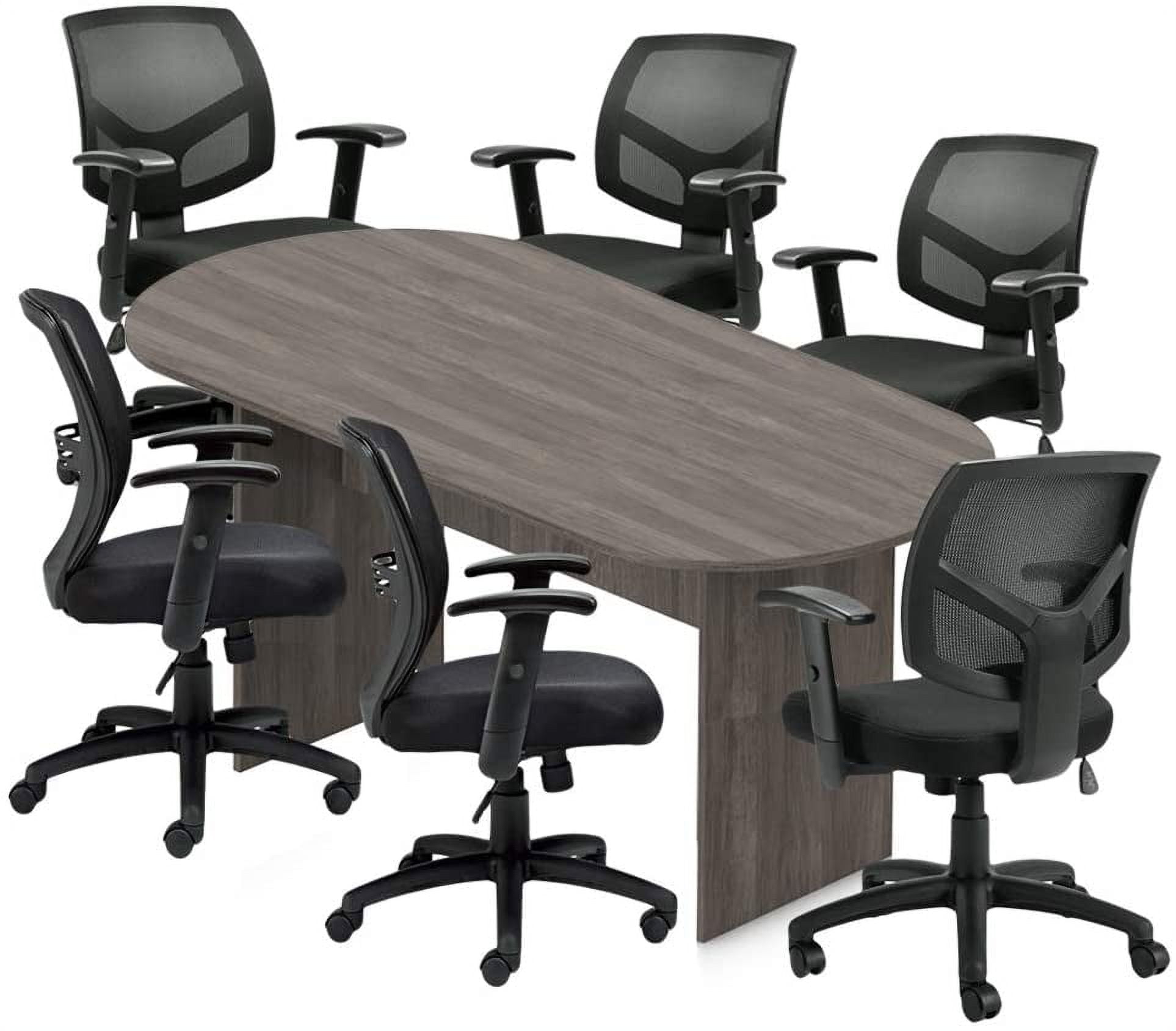 GOF 8 ft. Artisan Gray Conference Table with 6 Mesh Back Tilter Task ...