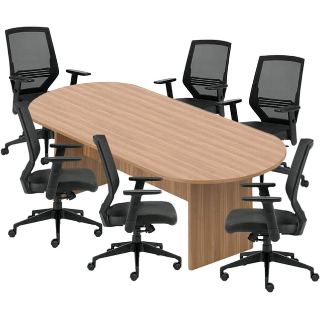 GOF 8FT Conference Table Set with Chairs (G12112B) - Walnut - Walmart.com