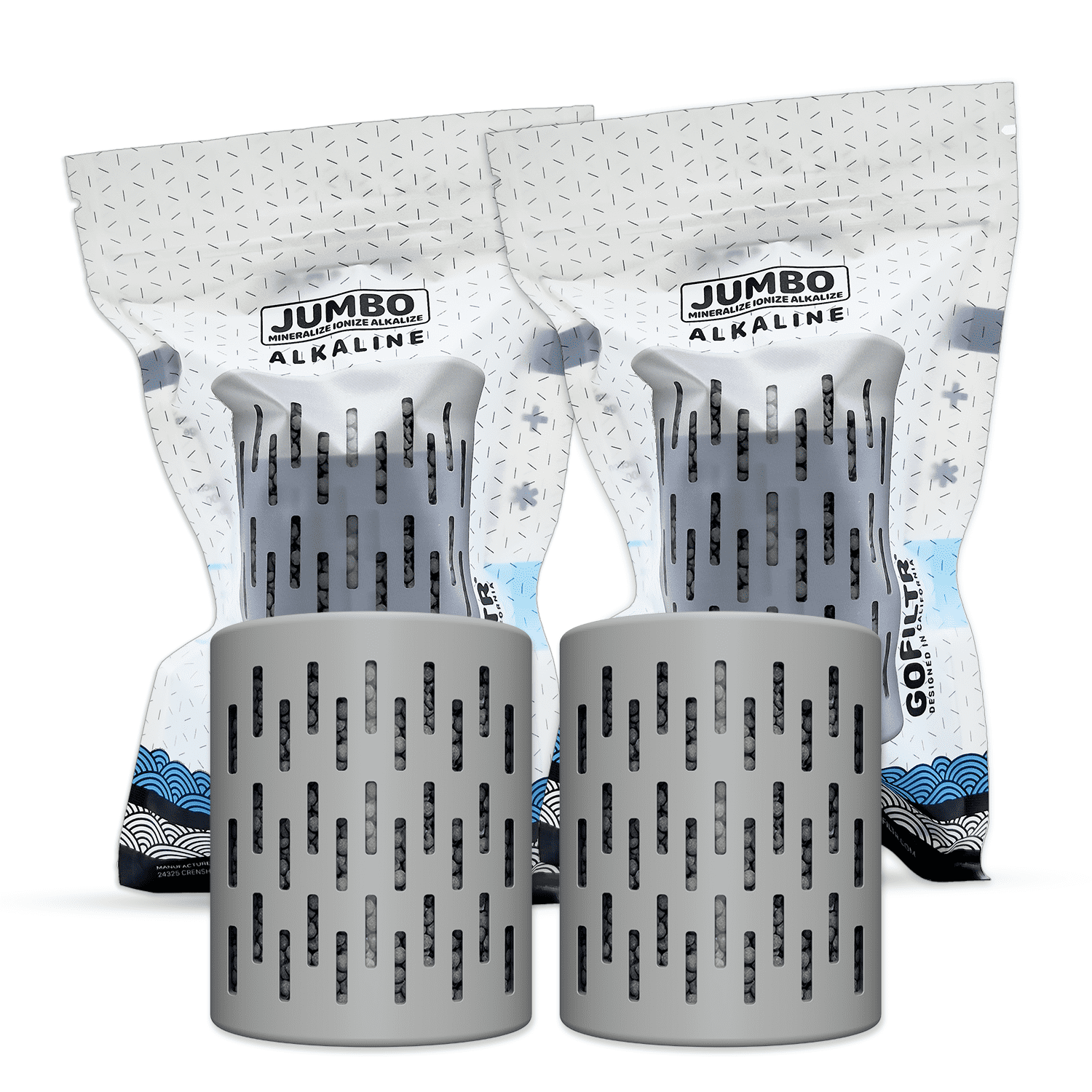 GOFILTR Jumbo Alkaline Water Infuser (2 Pack) - 9.5 pH + Electrolytes ...