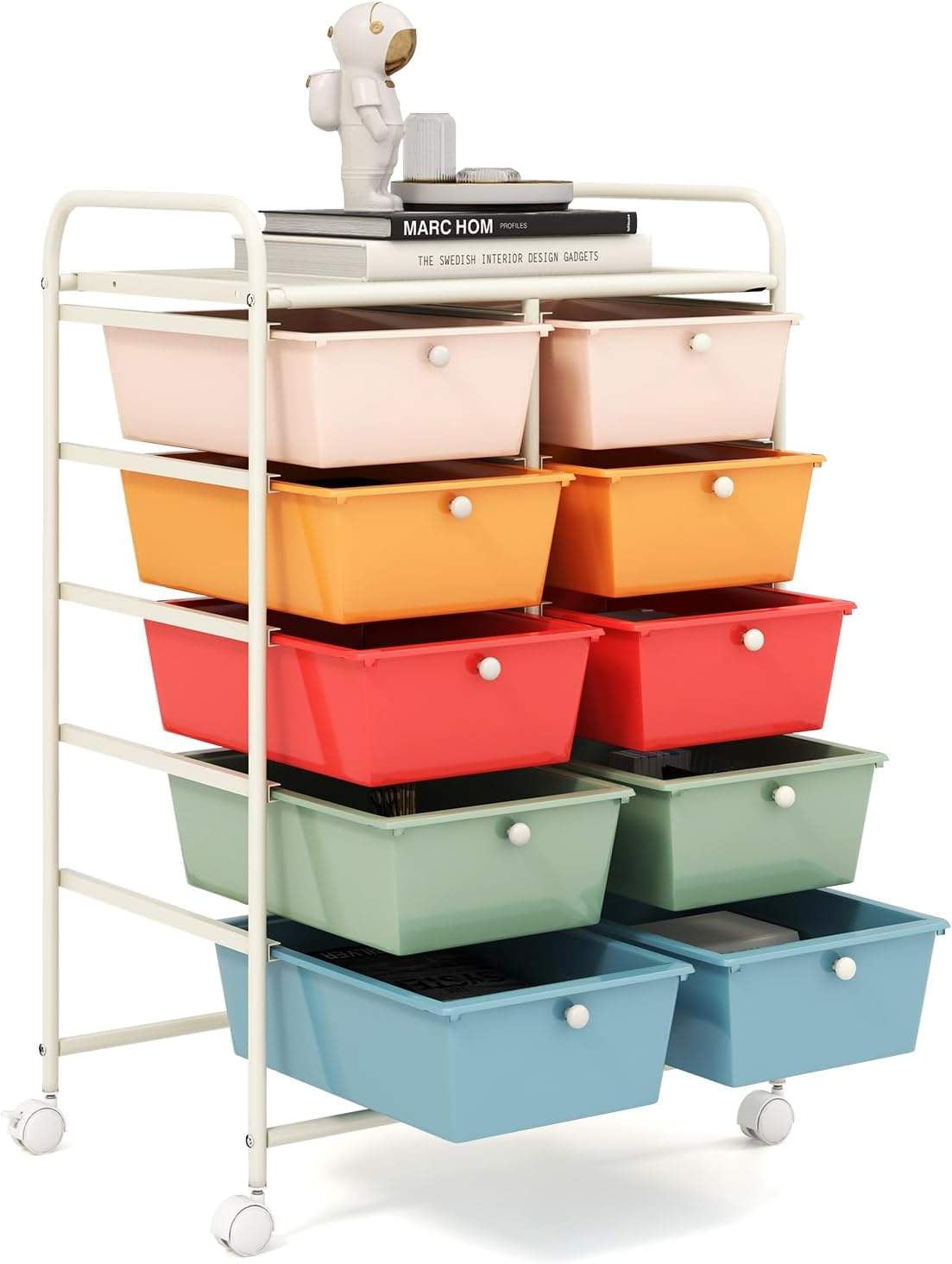 GOFLAME 10-Drawer Rolling Storage Cart, Art Craft Storage Organizer on ...