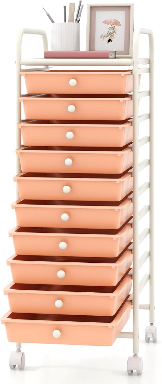 GOFLAME 10-Drawer Rolling Storage Drawer Cart, Utility Cart with ...