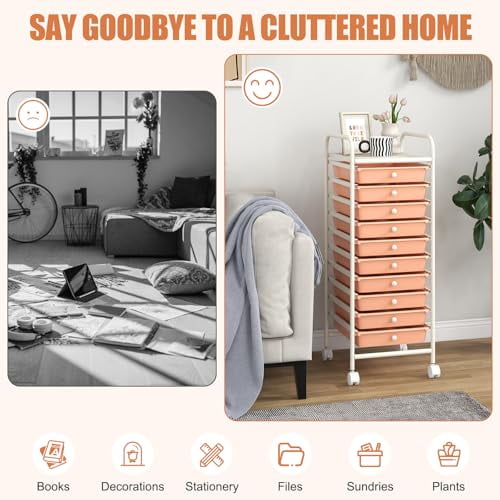 GOFLAME 10-Drawer Rolling Storage Drawer Cart, Utility Cart with ...
