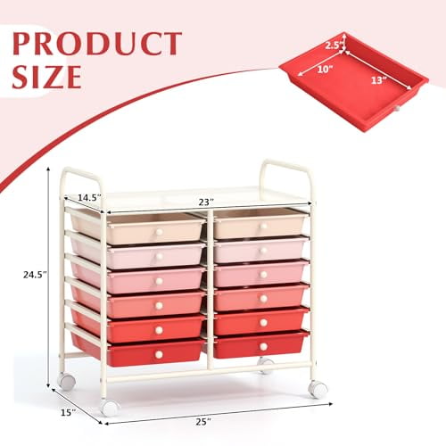 GOFLAME 12-Drawer Rolling Storage Cart, Multifunctional Art Craft ...