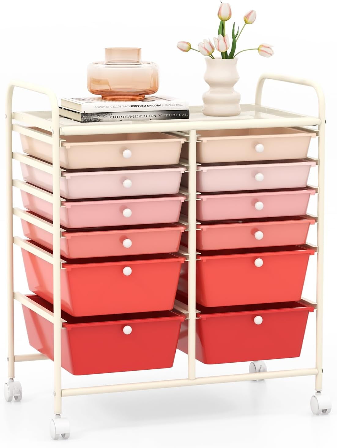 GOFLAME 12-Drawer Rolling Storage Cart, Multipurpose Organizer Cart ...