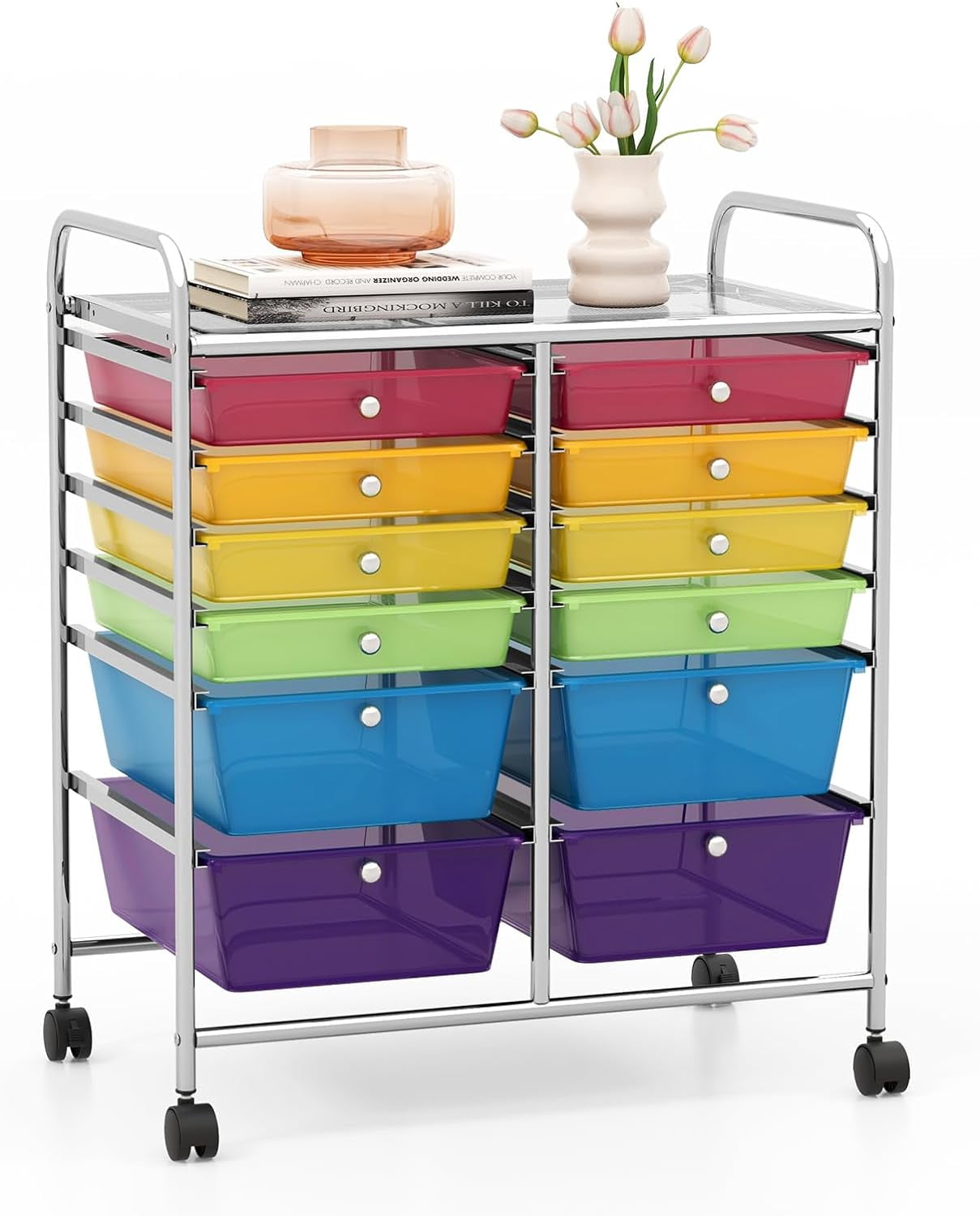 GOFLAME 12-Drawer Rolling Storage Cart, Multipurpose Organizer Cart ...