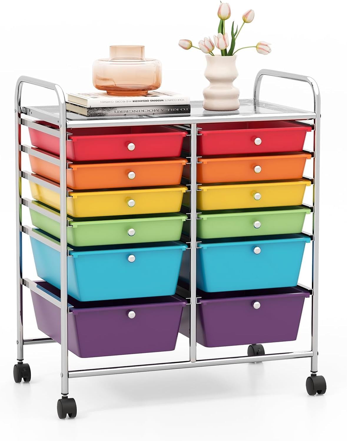 GOFLAME 12-Drawer Rolling Storage Cart, Multipurpose Organizer Cart ...