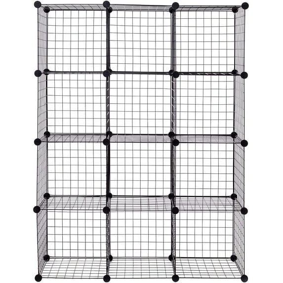 GOFLAME 12 Wire Cubes Metal Freestanding Portable Modular DIY Bookcase ...