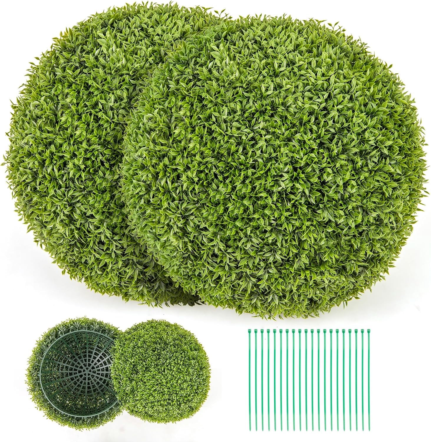 GOFLAME 2 PCS 20” Artificial Boxwood Topiary Ball, Faux Decorative ...