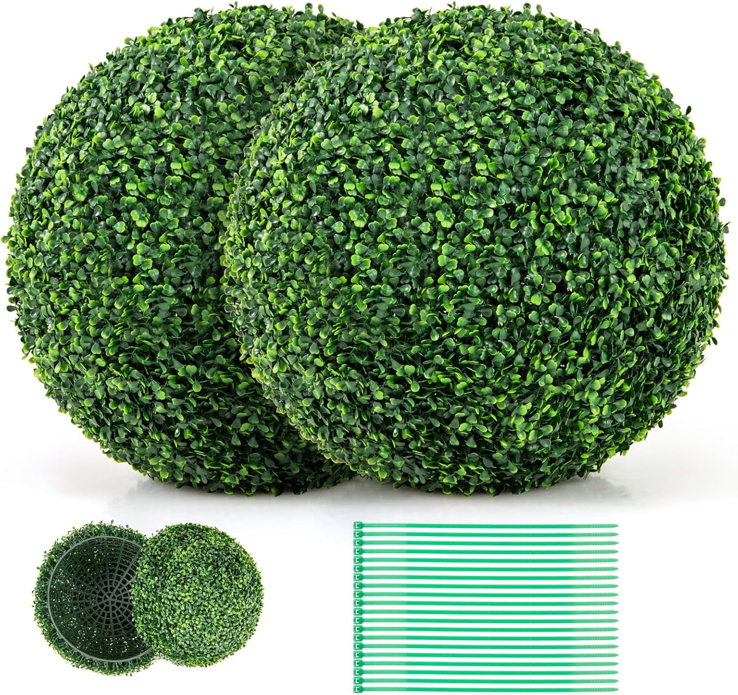 GOFLAME 2 PCS 20” Artificial Topiary Ball, Faux Boxwood Decorative ...