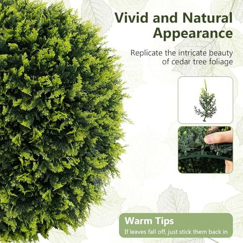 GOFLAME 2 PCS 22” Artificial Cedar Topiary Ball, Faux Decorative Balls ...