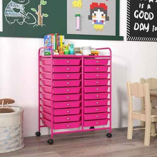 GOFLAME 20-Drawer Rolling Storage Cart, Multifunctional Art Craft ...
