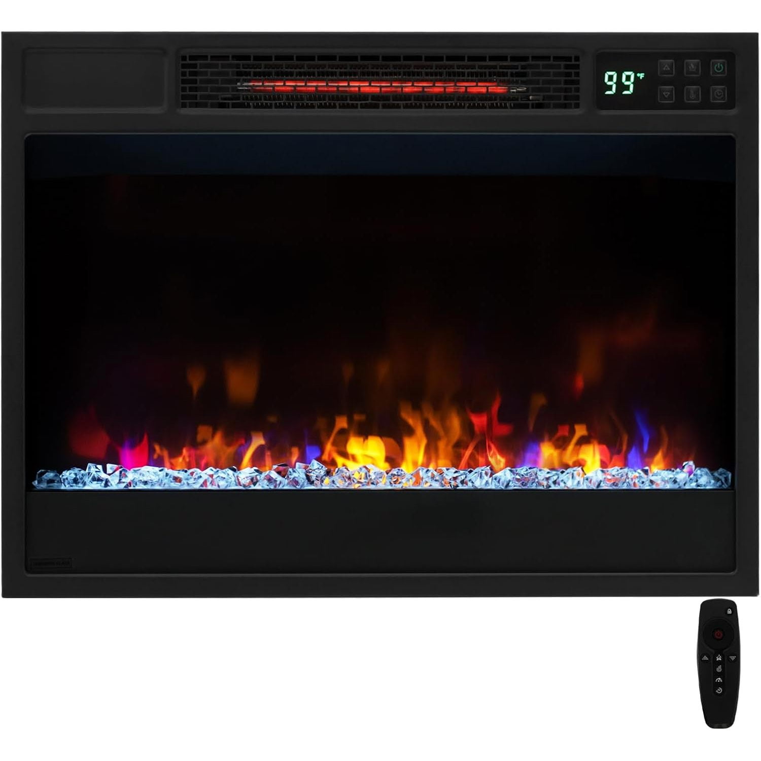 GOFLAME 23 Inch Electric Fireplace Insert, Recessed Quartz Fireplace ...