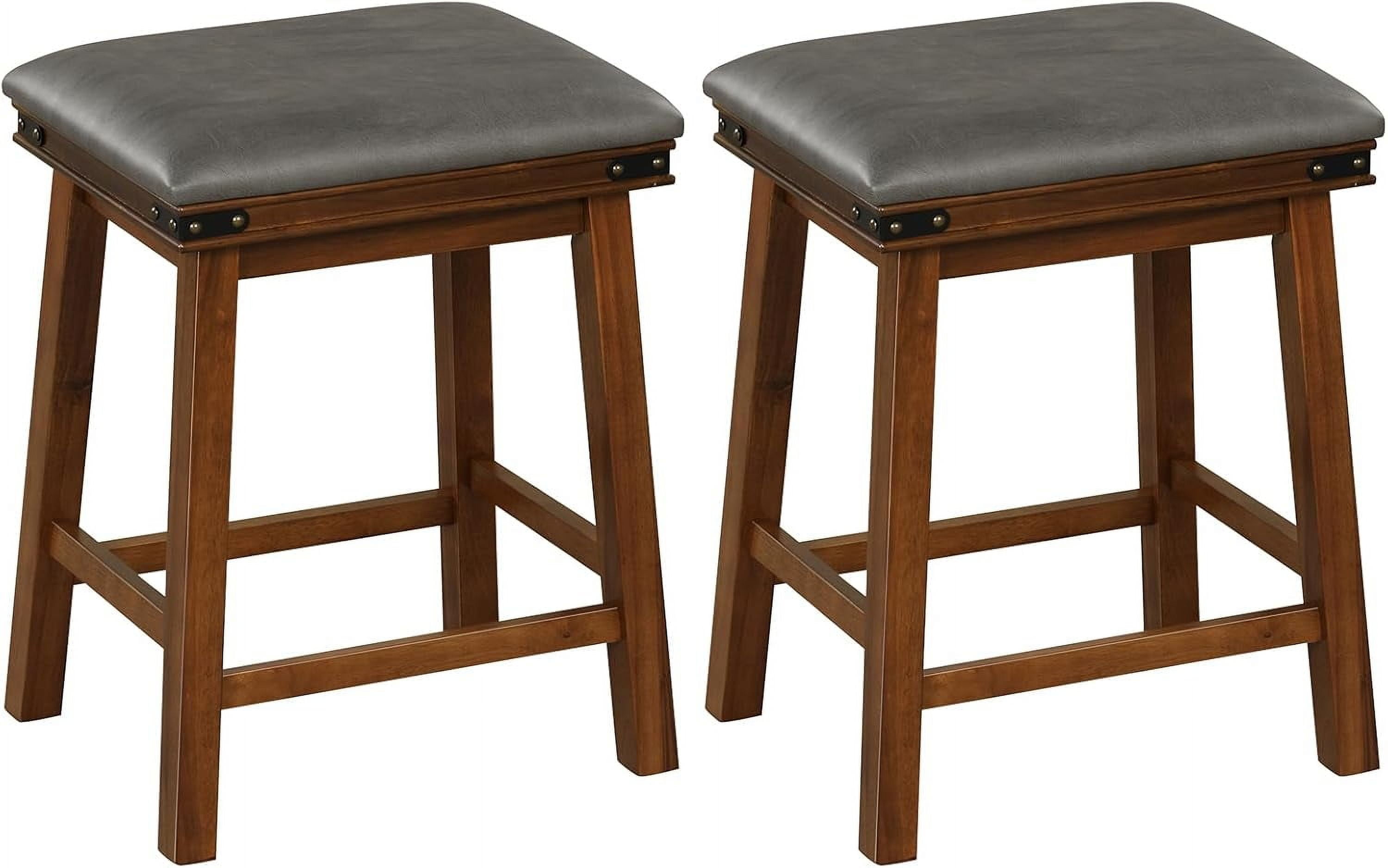 GOFLAME 24” Bar Stools Set of 2, Padded Dining Stools with Rubber Wood ...