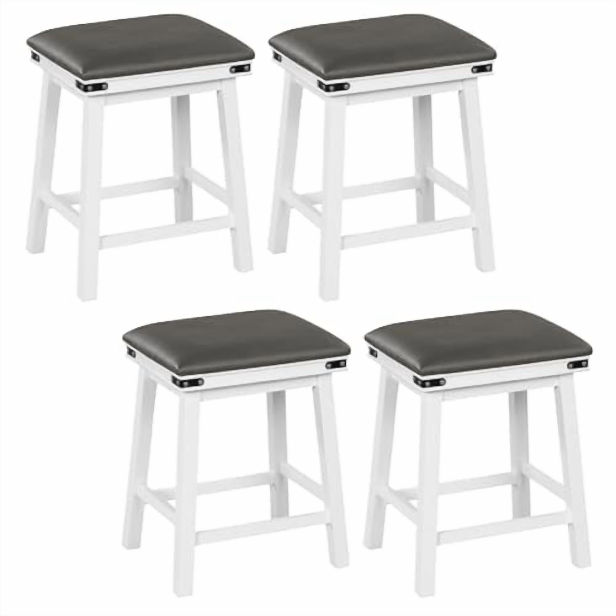 GOFLAME 24” Bar Stools Set of 4, Padded Dining Stools with Rubber Wood ...