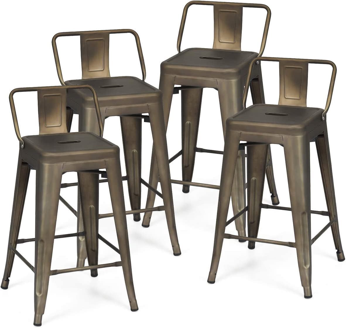 GOFLAME 24" Metal Bar Stools Set of 4, Cafe Side Chairs with Removable ...