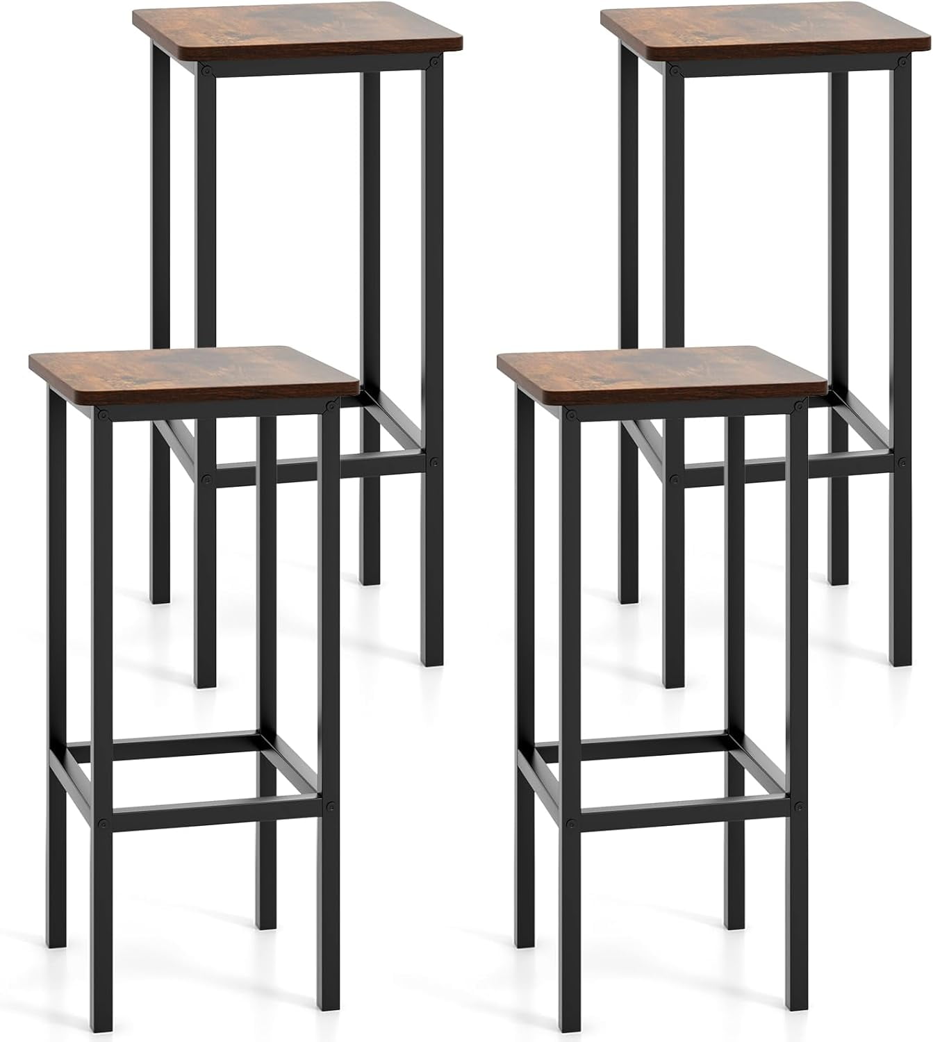 GOFLAME 26" Square Bar Stools Set of 4, Counter Height Stools with ...
