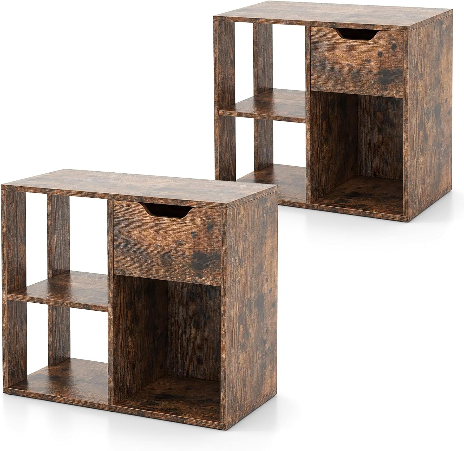 GOFLAME 3 Cube Bookcase with Drawer Set of 2, Modern Simple Bookshelf ...