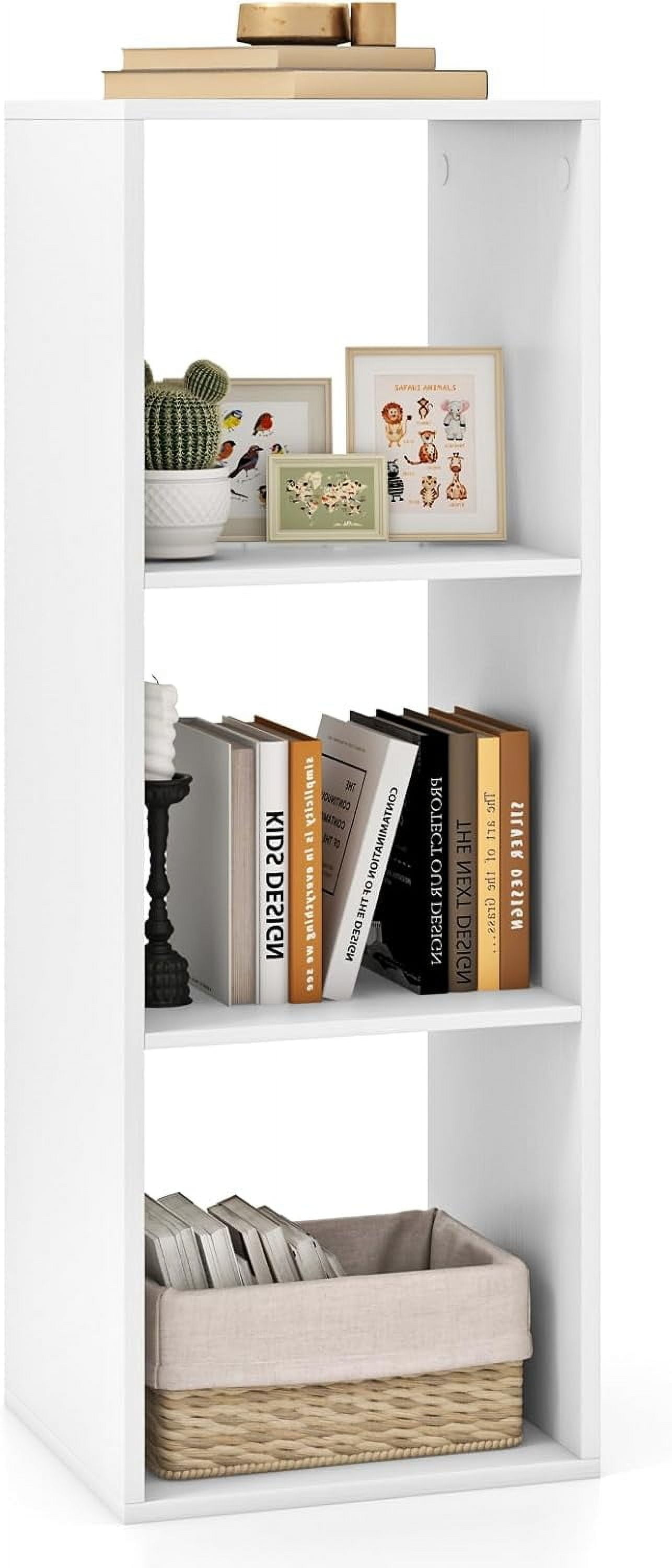GOFLAME 3-Cube Bookcase, Small Bookshelf with Storage, Open Back ...