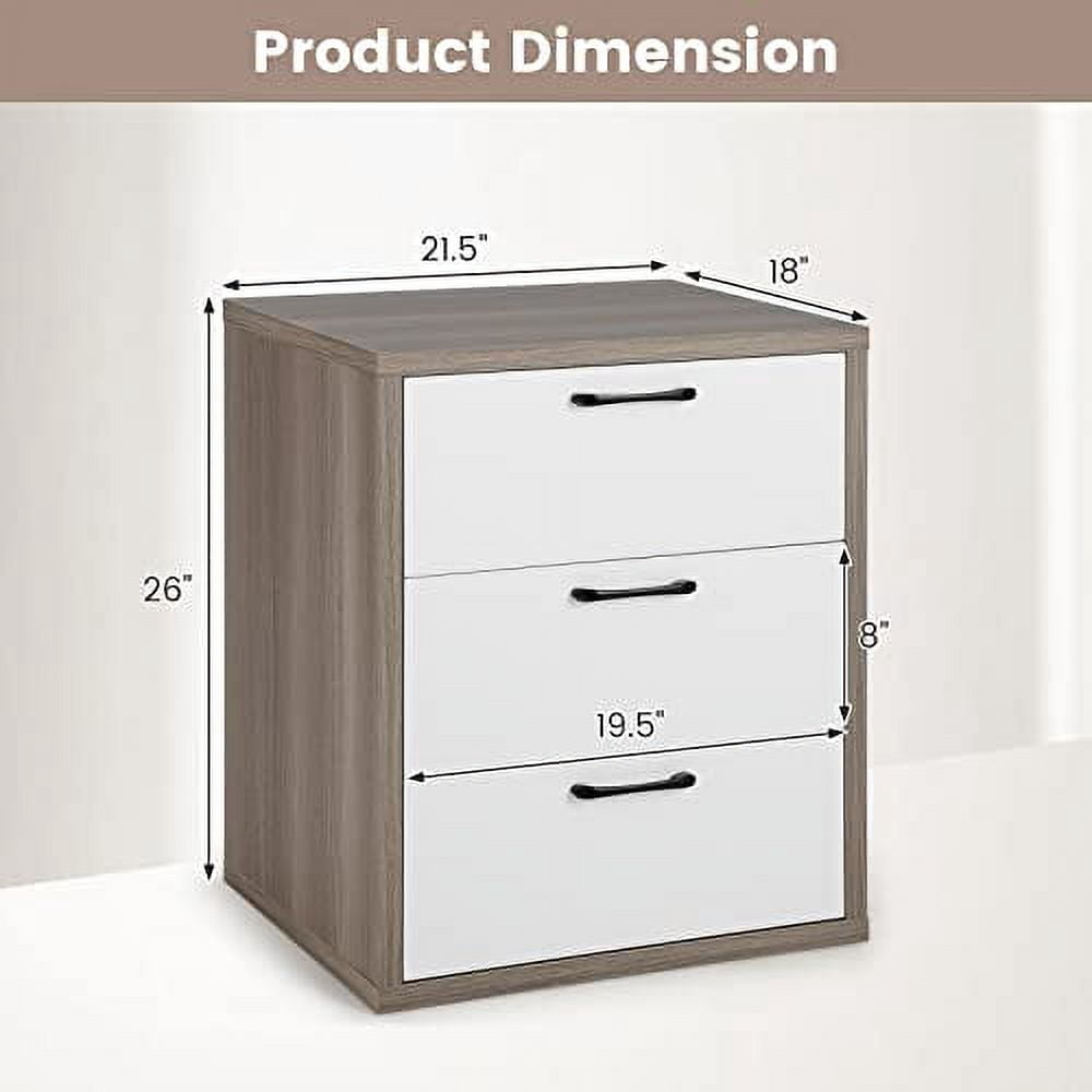 GOFLAME 3-Drawer Dresser, Modern Chest of Drawers, Floor Wooden Storage ...