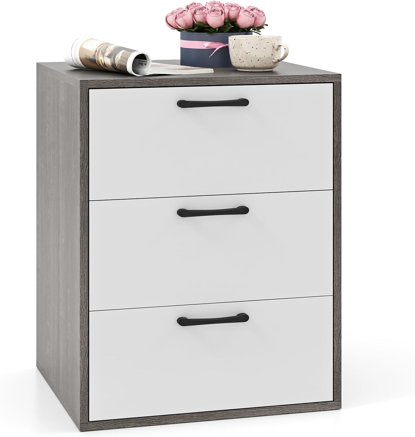 GOFLAME 3-Drawer Dresser, Modern Chest of Drawers, Floor Wooden Storage ...