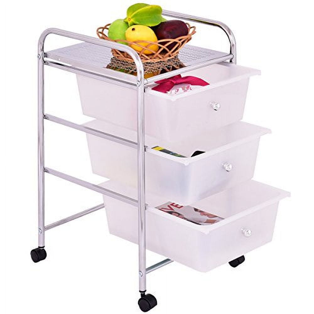 GOFLAME 3-Drawer Storage Cart, Rolling Storage Drawer Organizer with ...