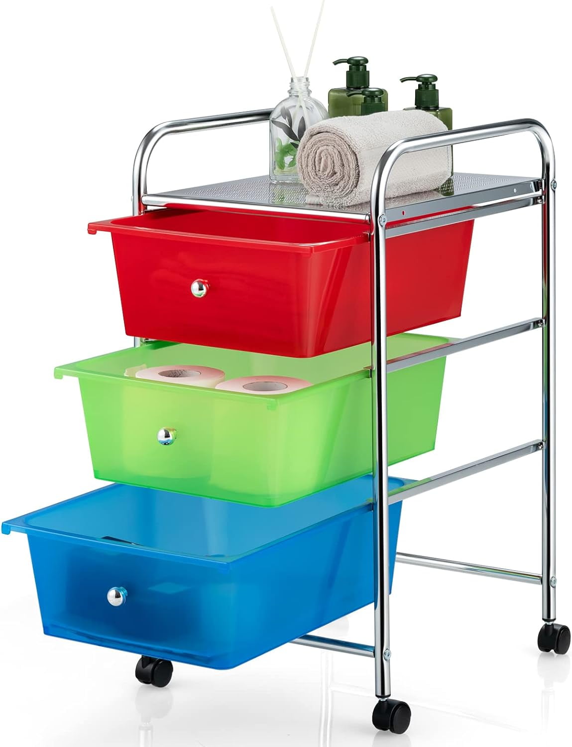 GOFLAME 3-Drawer Storage Cart, Rolling Storage Drawer Organizer with ...