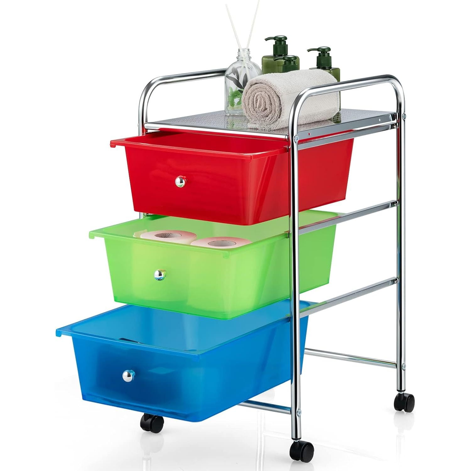 GOFLAME 3-Drawer Storage Cart, Rolling Storage Drawer Organizer with ...