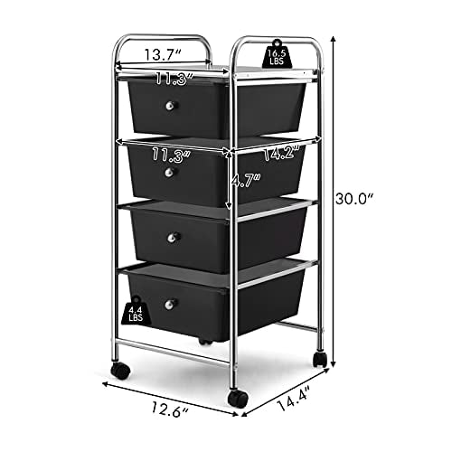 GOFLAME 3-Drawer Storage Cart, Rolling Storage Drawer Organizer with ...