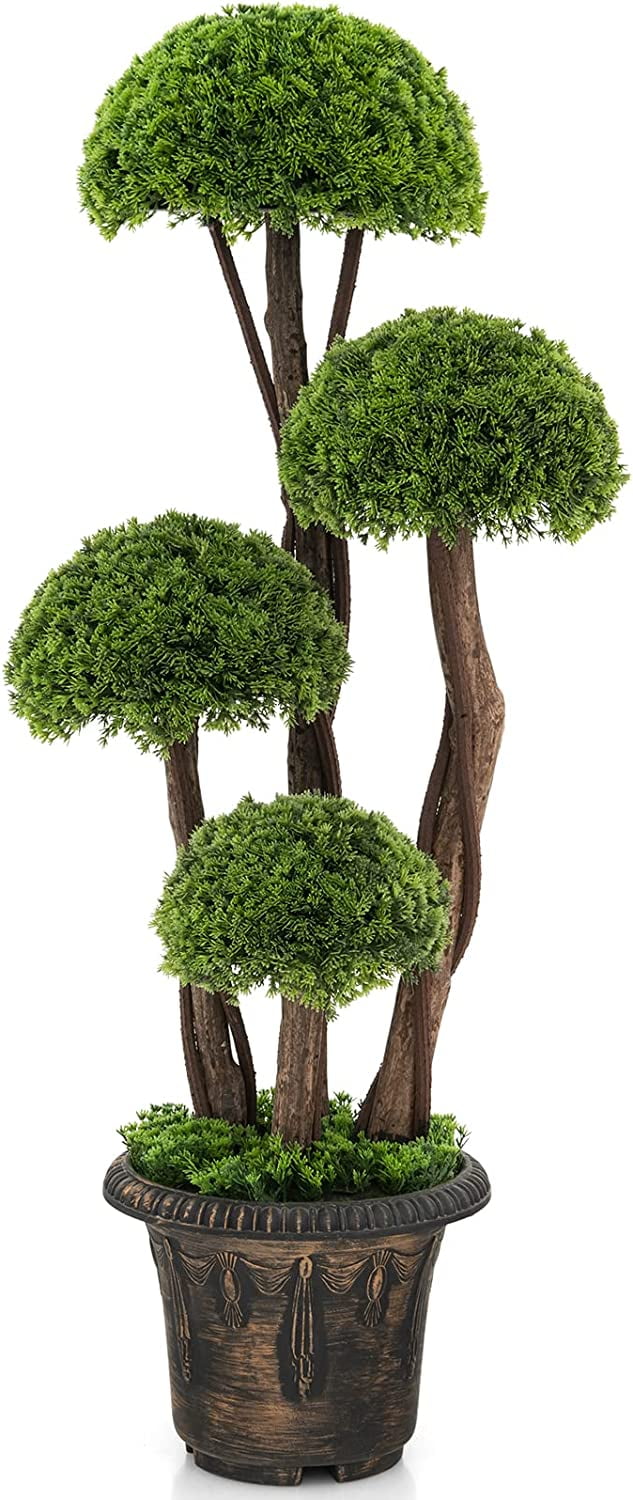 GOFLAME 3 FT Artificial Cypress Topiary Ball Tree, Indoor & Outdoor ...
