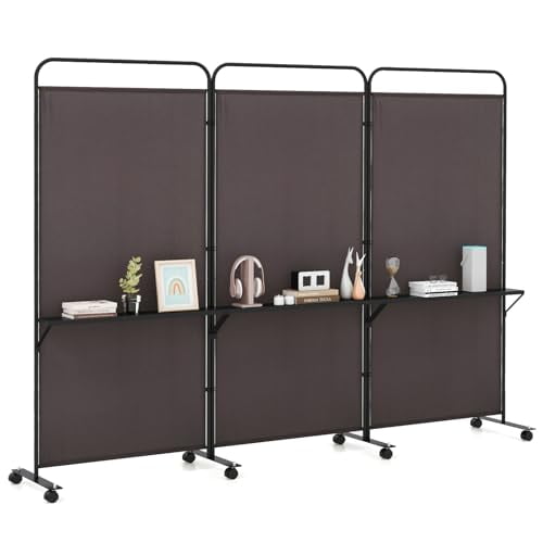 GOFLAME 3 Panel Room Divider with Storage Shelves, 6FT Folding Privacy ...