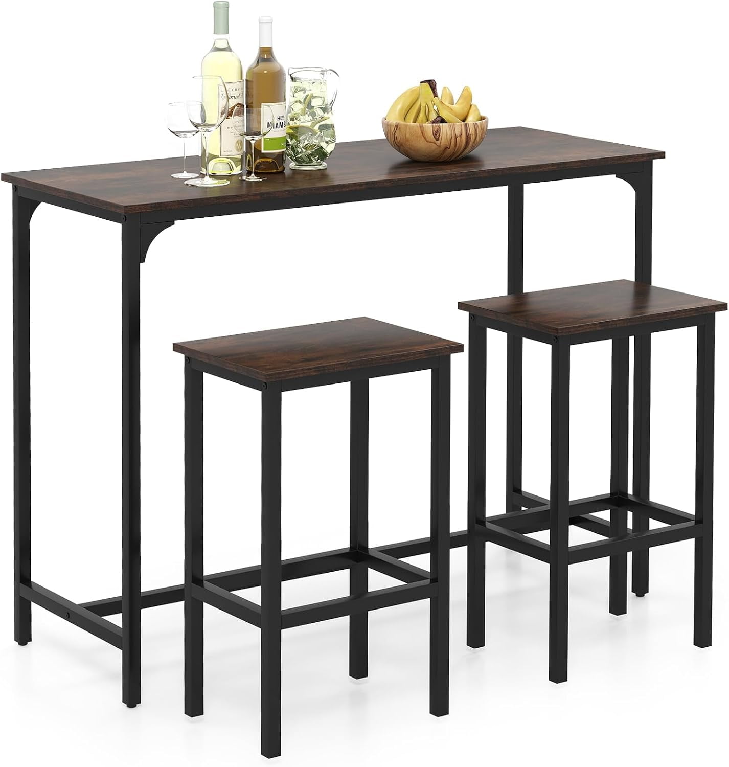 GOFLAME 3-Piece Bar Table Set, Counter Height Kitchen Table and 2 ...