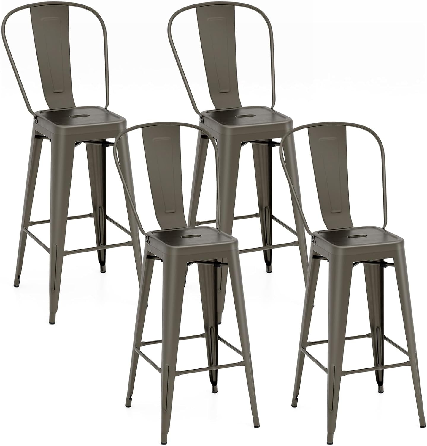 GOFLAME 30” Metal Bar Stools Set of 4, Bar Height Stools with Removable ...