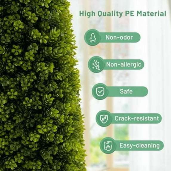 GOFLAME 3FT Artificial Boxwood Topiary Tree, Faux Boxwood Tree with ...