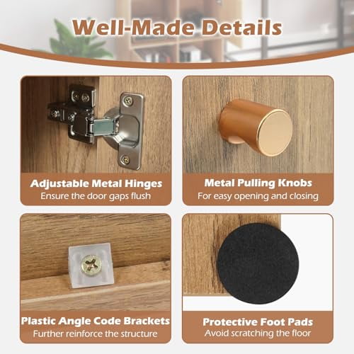 GOFLAME 4 Cube Bookcase with Doors, 2-Tier Cubic Book Shelf with 2 Open ...