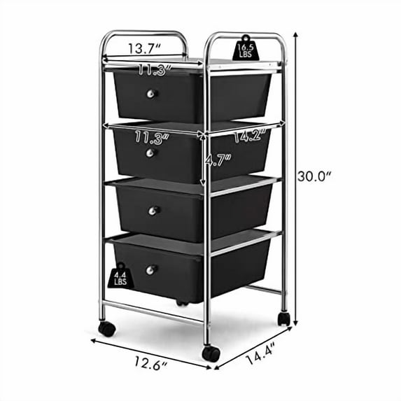 GOFLAME 4-Drawer Rolling Storage Cart, Multipurpose Movable Organizer ...