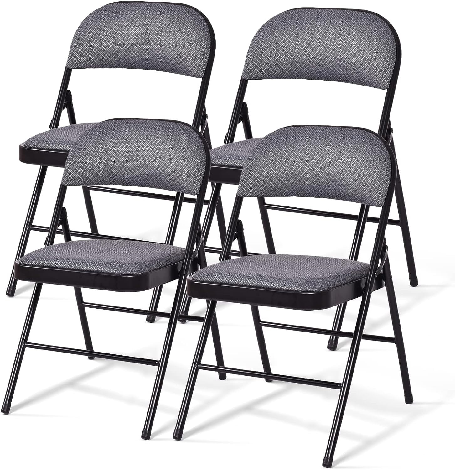 GOFLAME 4 Pack Folding Chairs, Fabric Dining Chair Set with Padded ...