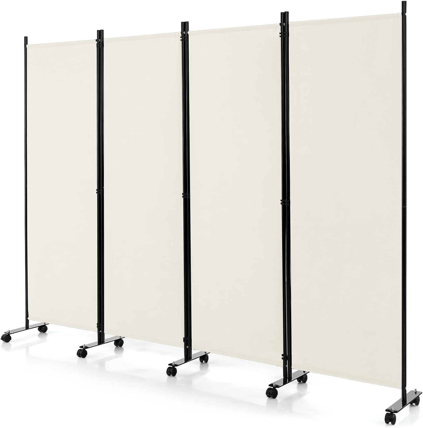GOFLAME 4 Panel Folding Room Divider, 6FT Rolling Privacy Screen with ...