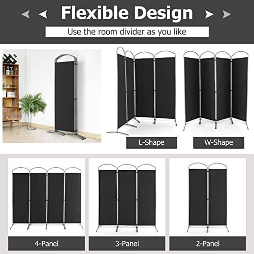 GOFLAME 4 Panels Room Divider, 6 Ft Folding Privacy Screen with Stable ...