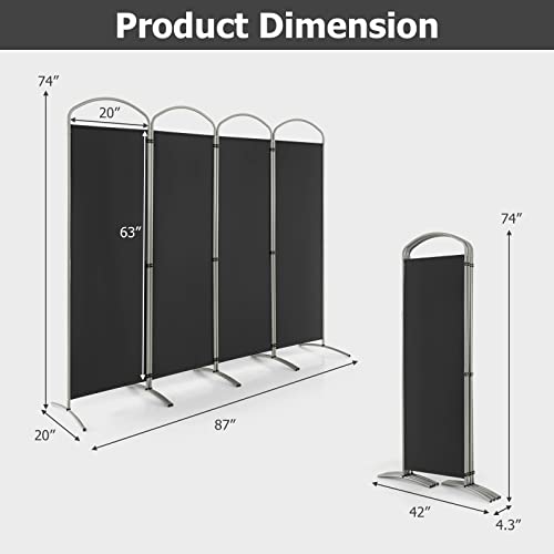GOFLAME 4 Panels Room Divider, 6 Ft Folding Privacy Screen with Stable ...
