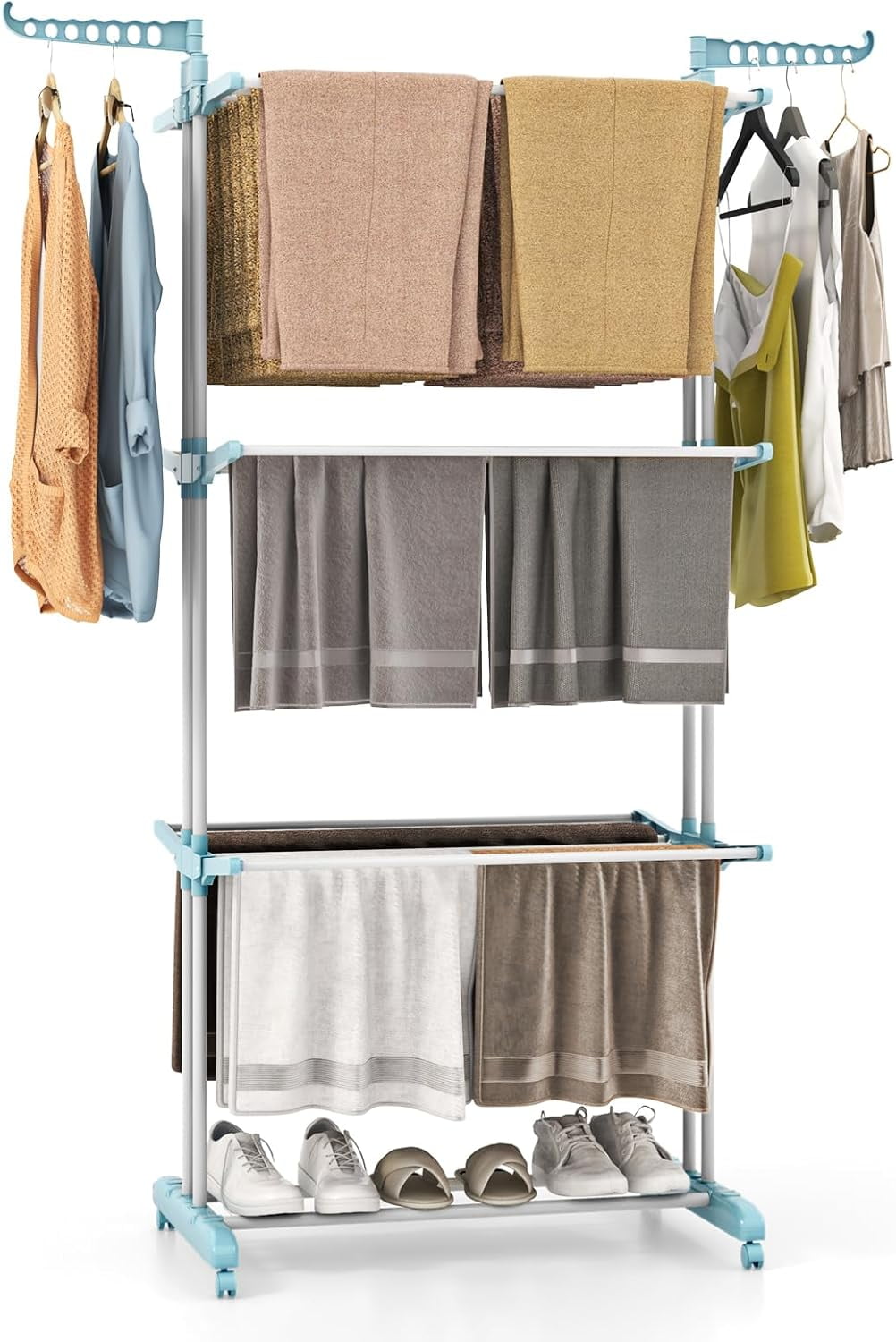 GOFLAME 4-Tier Clothes Drying Rack, Collapsible Clothes Horse Rack with ...