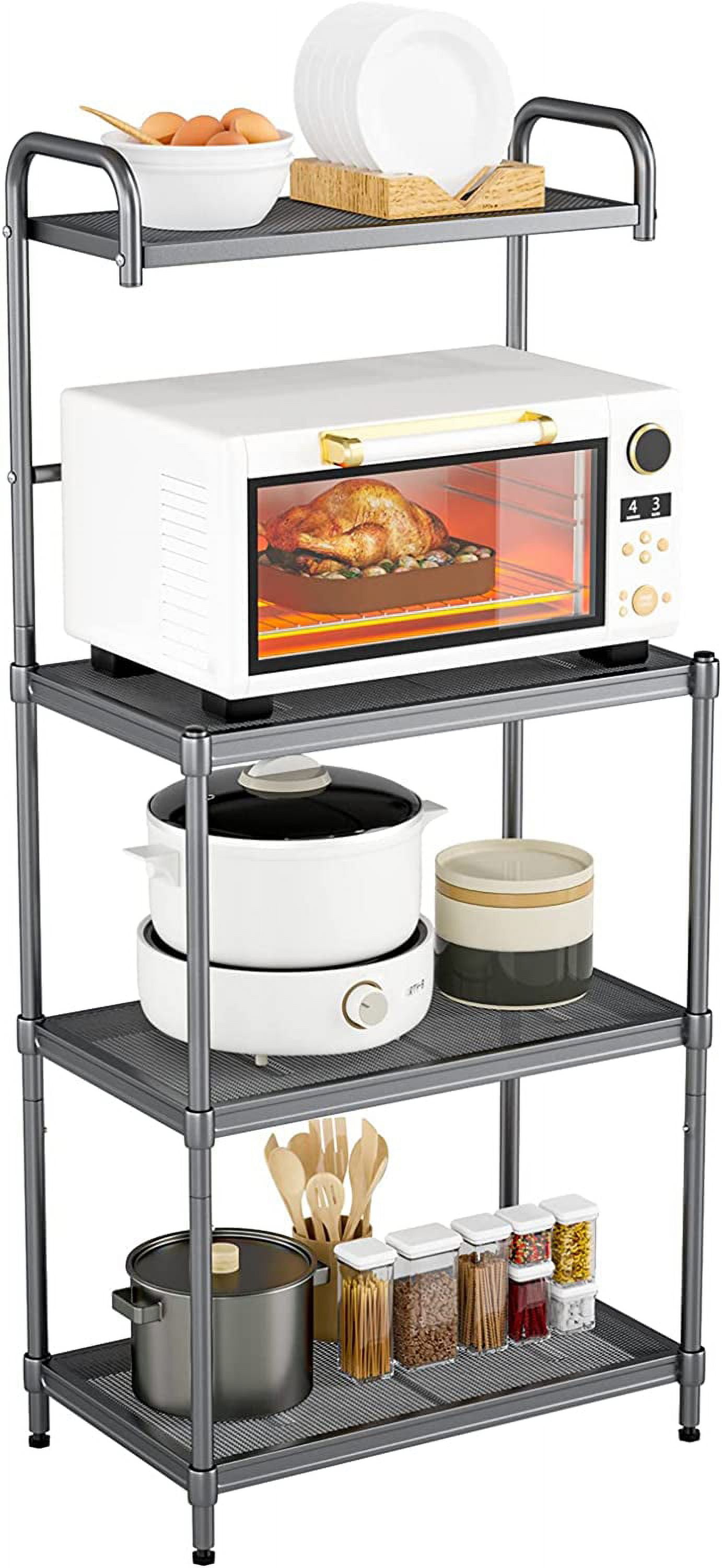 GOFLAME 4-Tier Microwave Oven Stand Storage, Multifunctional Kitchen ...