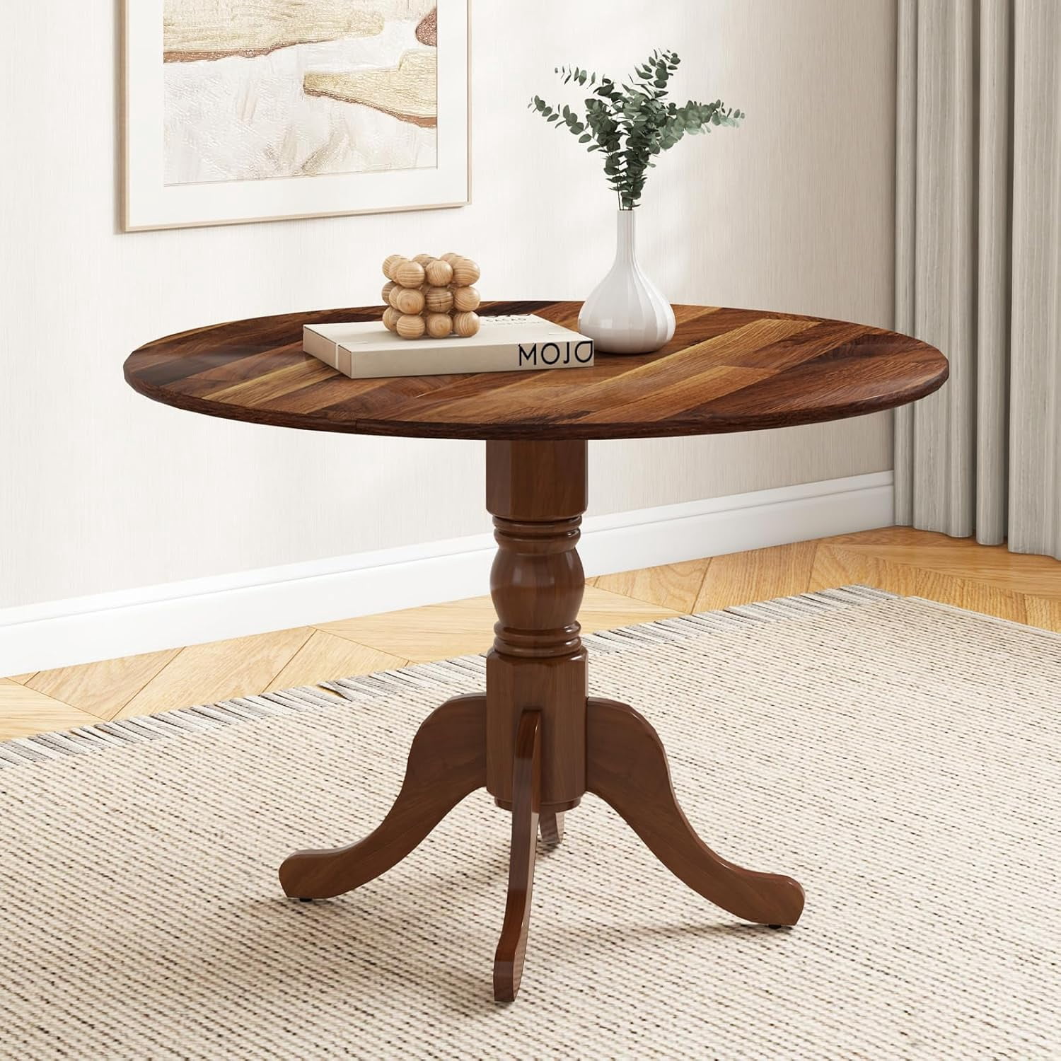 GOFLAME 40” Round Dining Table for 4 People, Wooden Kitchen Table with ...