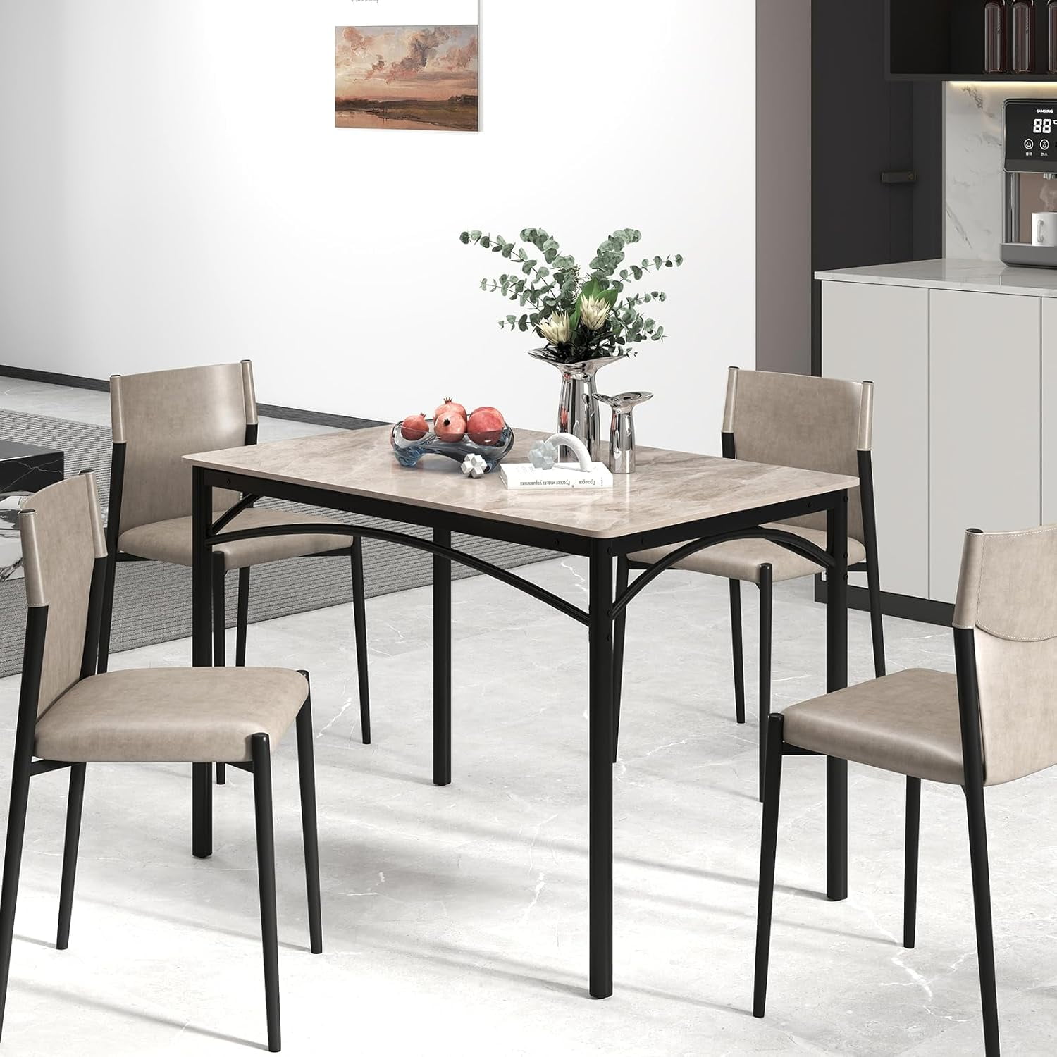 GOFLAME 43” Sintered Stone Dining Table for 4, Rectangular Kitchen ...