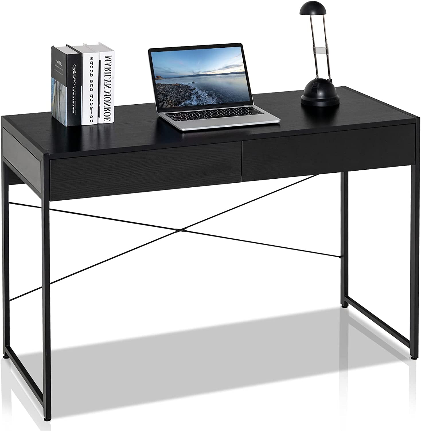 GOFLAME 44 inch Computer Desk with 2 Storage Drawers, Home Office Desk ...