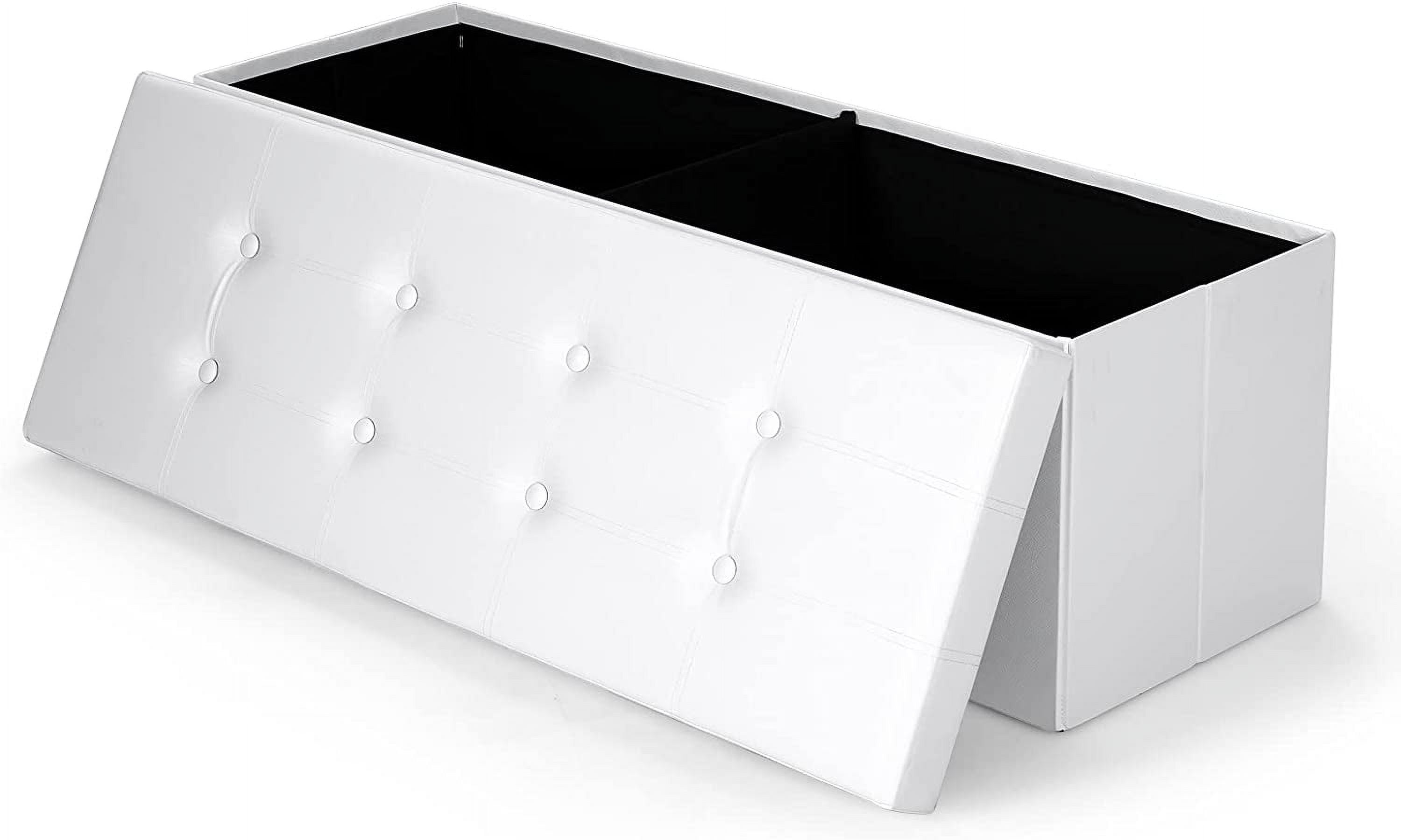 GOFLAME 45" Foldable Storage Ottoman , Tufted Leather Large Storage ...