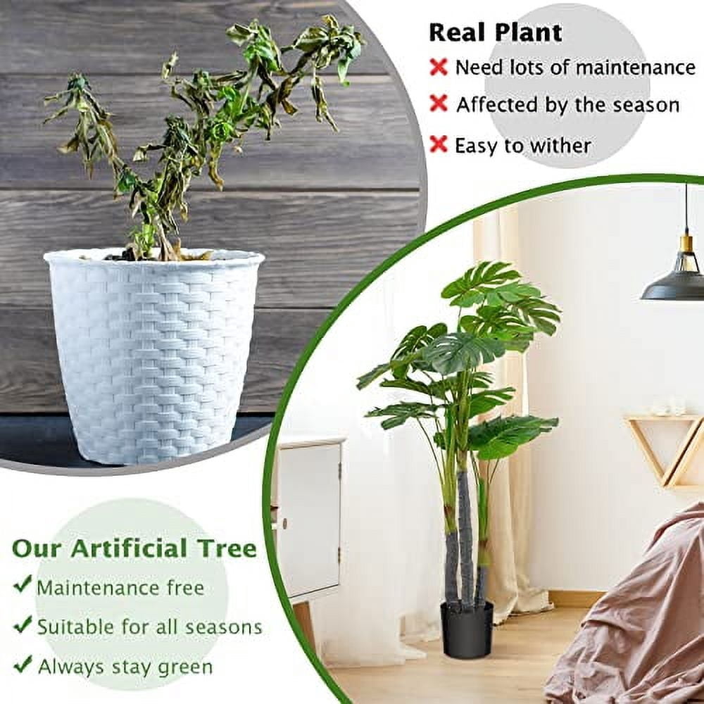 GOFLAME 4ft Artificial Monstera Deliciosa Plant, Faux Tree in Pot with ...